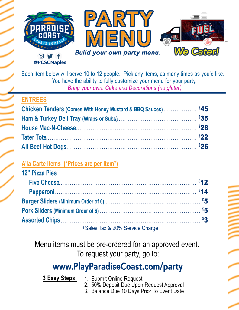 Paradise Coast Sports Complex party inquiry form - Paradise Coast ...
